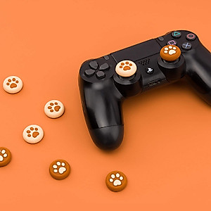GeekShare Cat Paw Playstation 4 Controller Thumb Grips, Thumbsticks Cover Set Compatible with Switch Pro Controller (Brown)