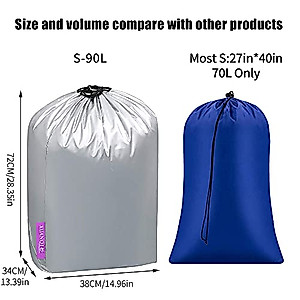 3-Pack Large Travel Laundry Bag, Dirty Clothes Storage Bag with Drawstring, Organizer Waterproof and Heavy Duty Stitching, Idea for Store Clothes, Blankets, Toys (Silver, Medium)