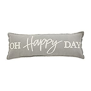 Mud Pie, Gray, 12" x 35 1/2" Happy Day Long Pillow