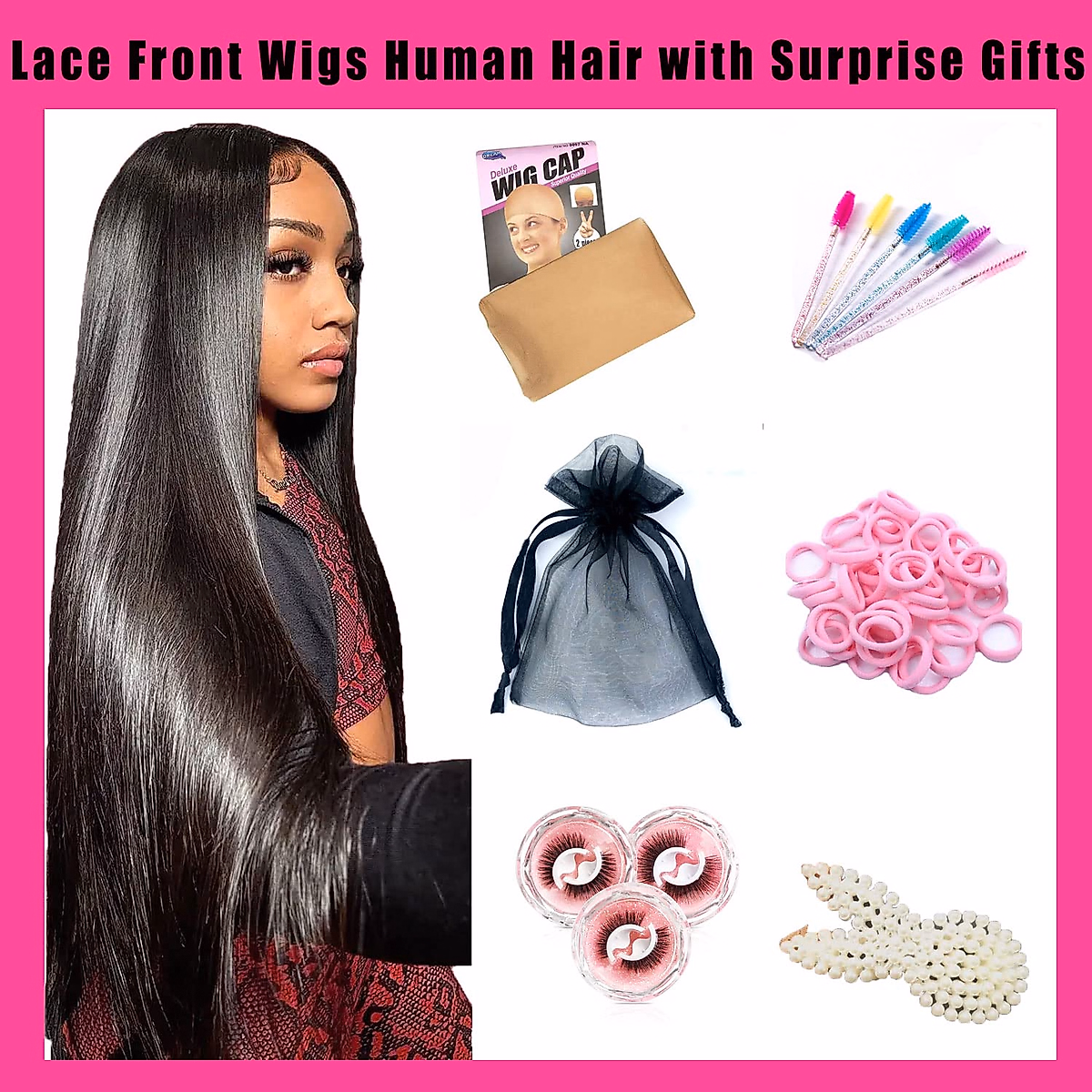 LRSICAL Lace Front Wigs Human Hair Straight 5x5 HD Lace Closure Wigs Human Hair Pre Plucked 180 Density Straight Human Hair Wigs for Black Women (5x5 Hd Lace Closure Wigs, 20 Inch, Straight)