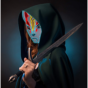 Diximus Halloween Masks - Fox Drift Mask - LED mask - Light up Mask for Halloween Cosplay Game Party Props – Mask for Man Woman Boys Girls Red White