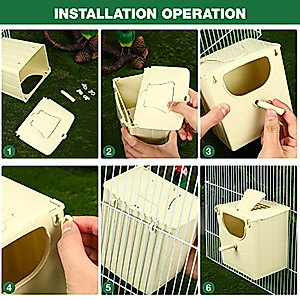 POPETPOP Parakeet Nesting Box, Bird Nest Breeding Box Bird Hut Cage Mounted Plastic Nesting Boxes for Cockatiel Budgie Parrot 2Pcs Bird Cage