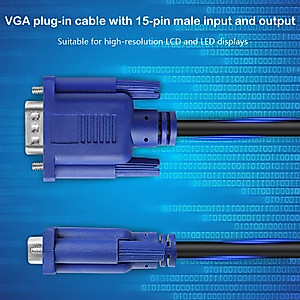 PASOW VGA to VGA Monitor Cable HD15 Male to Male for TV Computer Projector (6 Feet)
