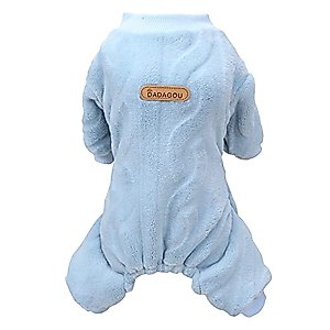 Izefia Dog Sweater Dog Clothes Fleece Dog Woolen Sweater Winter Warm Sweat Shirt 4 Legs Jumpsuit Pajamas Twist Print Sweater for Small Dog Medium Dog Cat Blue S