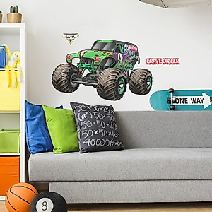 Wall Palz Monster Jam Grave Digger Wall Decal - Monster Jam Wall Stickers with 3D Augmented Reality Interaction - 28" Monster Jam Grave Digger Monster Truck Wall Decorations
