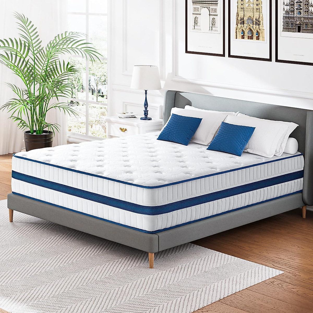 Maxzzz King Mattress, 10 Inch King Size Mattress in A Box Pressure Relief & Supportive, with Gel Memory Foam & Pocket Coils for Motion Isolation & Cool Sleep, Us-Made, Medium Firm Feel