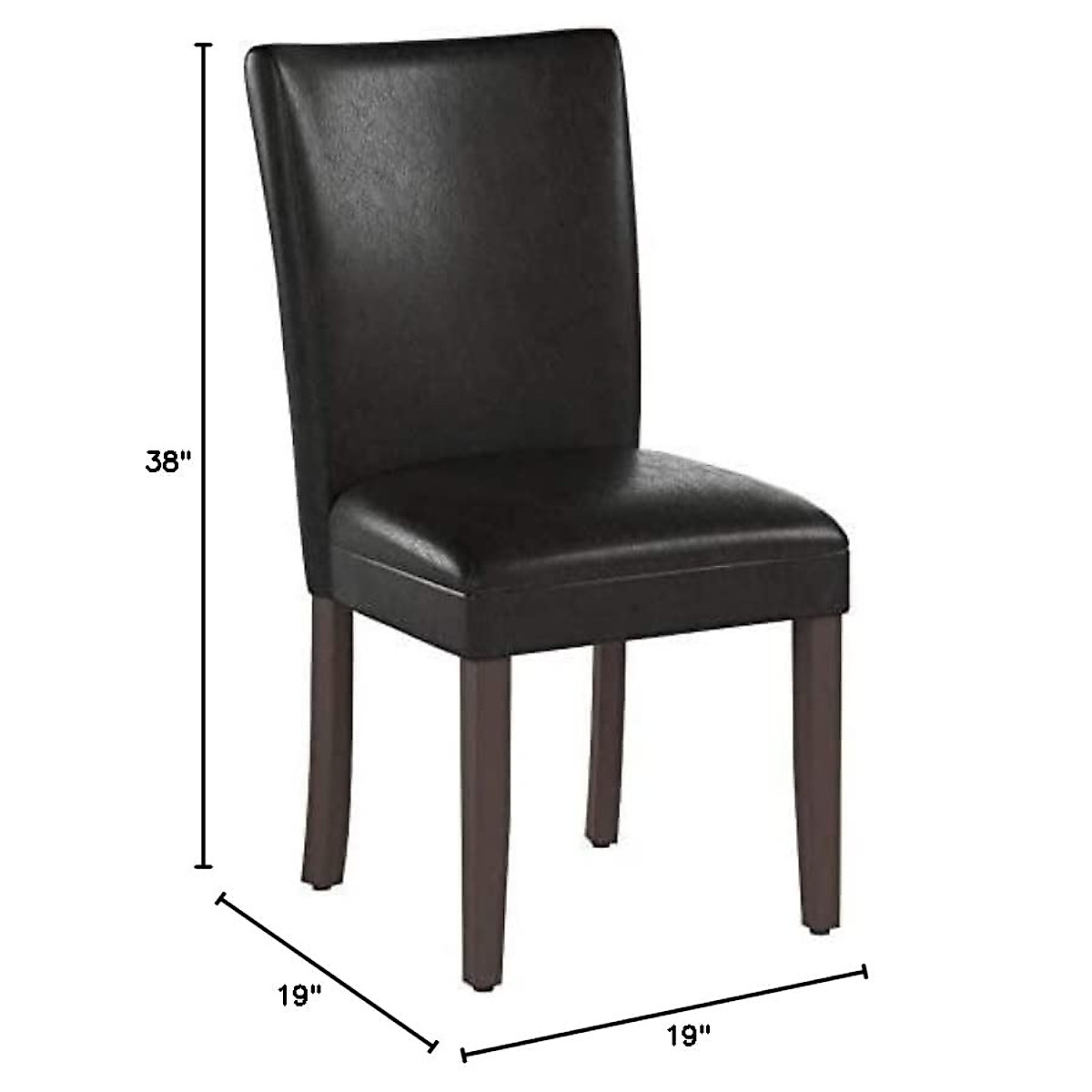 HomePop Parsons Upholstered Accent Dining Chair, Set of 2, Dark Brown Faux Leather