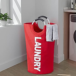 82L Large Laundry Basket Collapsible Fabric Laundry Hamper Foldable Clothes Bag Folding Washing Bin Red, L