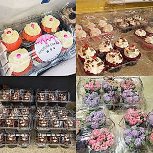 Clear Cupcake Containers,12pc Plastic Disposable High Dome Cupcake Boxes 6 Compartment Cupcake Holders Cupcake Containers Half Dozen Cupcake Trays Durable Cup Cake Muffin Packaging Transporter