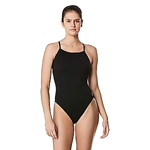 Speedo Women's Swimsuit One Piece Endurance+ Cross Back Solid Adult Team Colors, Black, 38