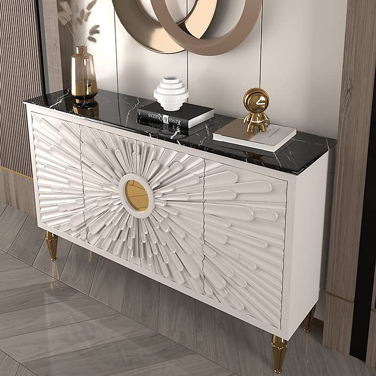 JYDQM Cabinet Minimalist Villa Decoration Locker Solid Wood Wine Cabinet Nordic Marble Side Cabinet