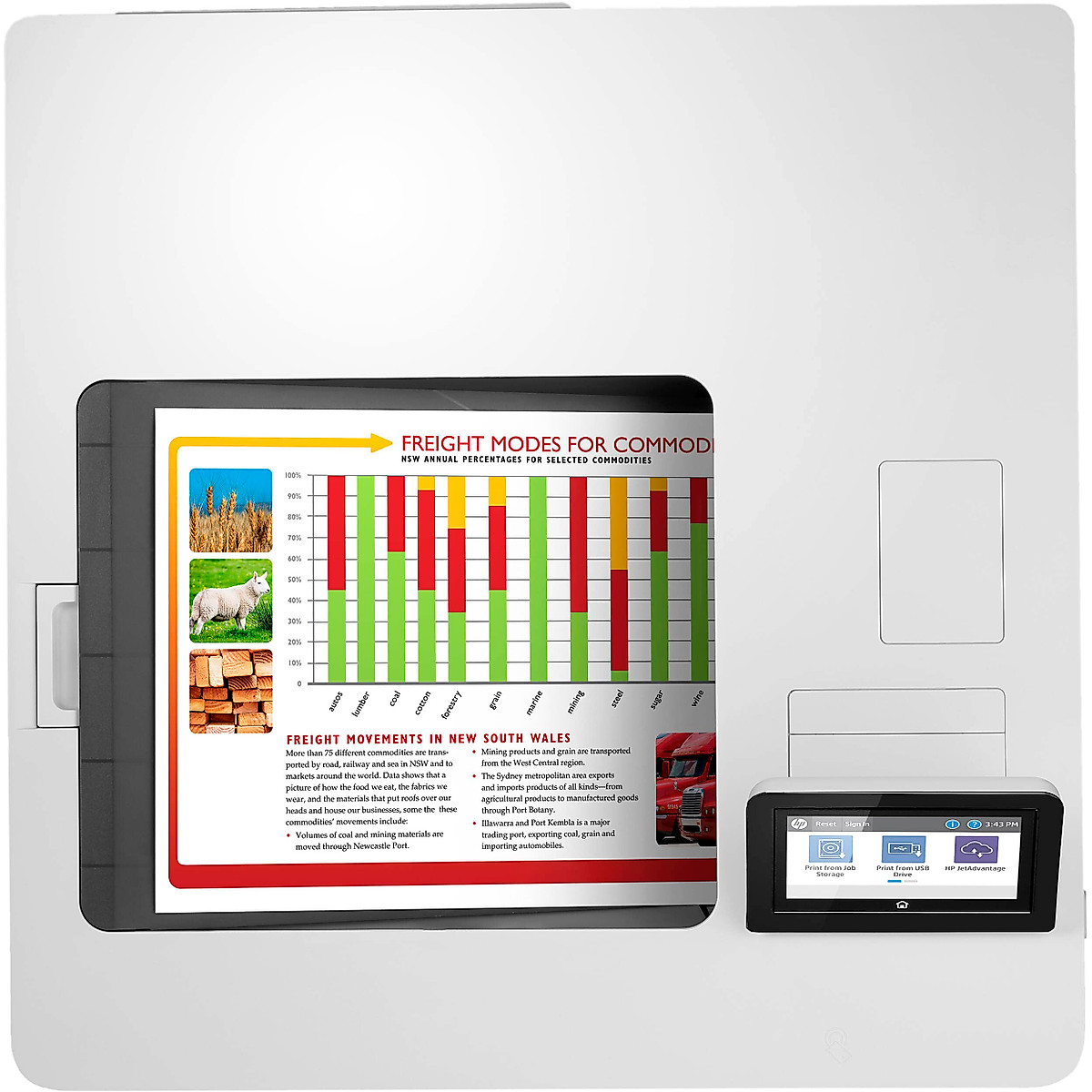 HP Color Laserjet Enterprise M555x Single-Function Wireless Laser Printer with 3 Paper Trays, White - Print only - 4.3" Touchscreen, 40 ppm, 1200 x 1200 dpi, Auto Duplex Printing, Cbmou Printer Cable