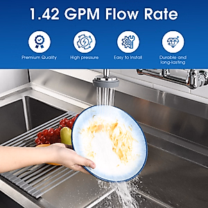 Lanceler Spray Valve with 44" Pre Rinse Hose, Pre Rinse Sprayer with Stainless-Steel Hose Replacement Kit for Commercial Kitchen Sink Faucet - Gray