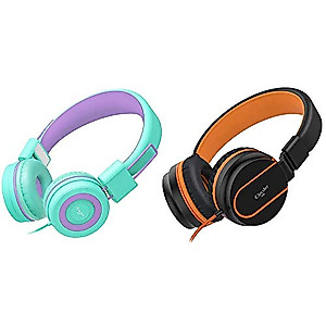 ELECDER Kids Headphones Bundle for Children Girls Boys Teens Foldable Adjustable On Ear Headphones 3.5mm Jack Compatible Cellphones Computer MP3/4 Kindle Airplane School Tablet