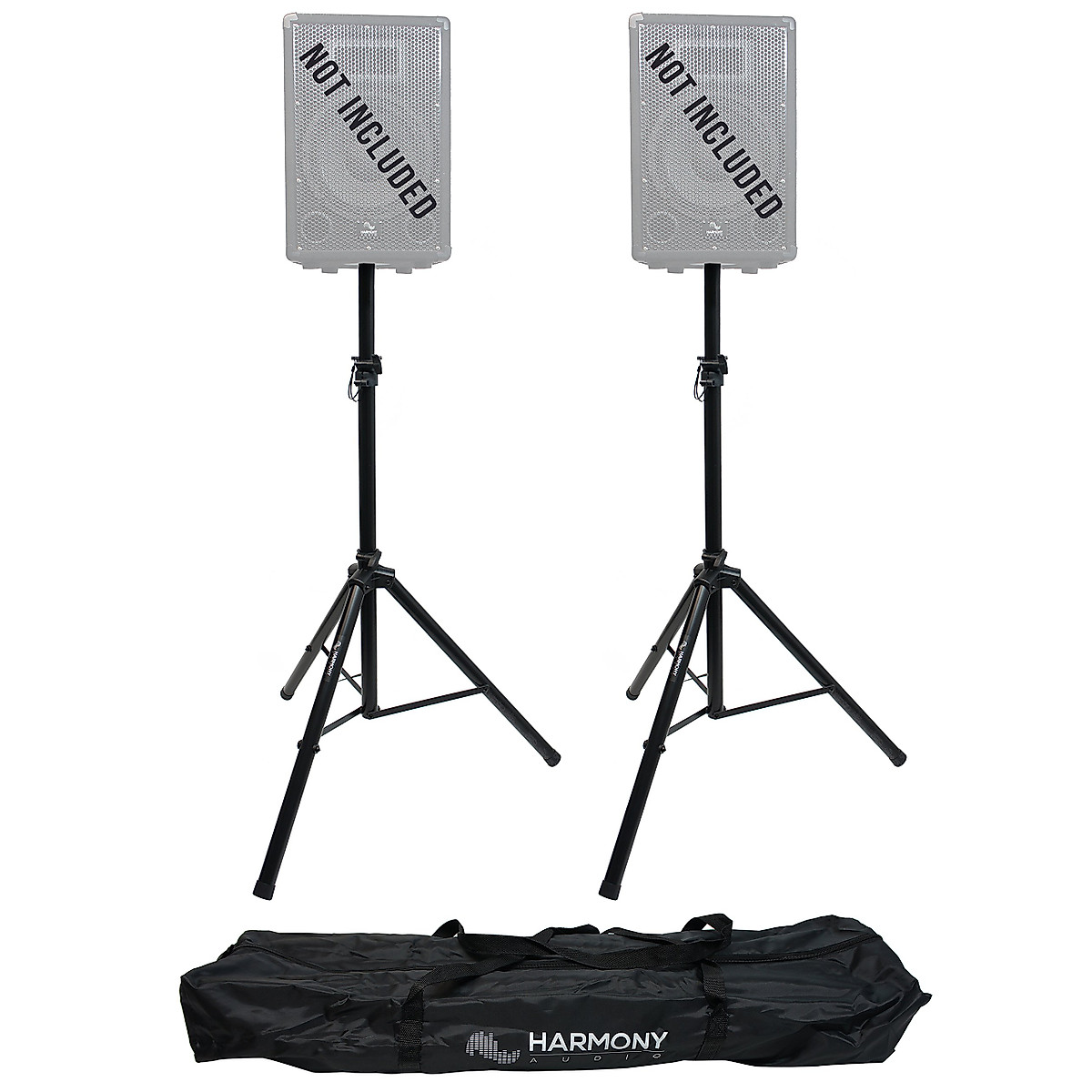 Harmony Audio HA-DSBG Pro Audio DJ (2) Portable Tripod Speaker Stand Pair & Transport Bag
