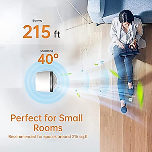 HEPA Air Purifiers for Bedroom, QUEENTY Room Air Purifier Ionizer with H13 True HEPA Filter, 40° Rotation Air Purifiers for Pets, Home, Remove 99.97% Dust Smoke Pollen Pet Dander (White)