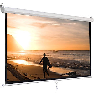 SUPER DEAL 120'' Projector Screen Projection Screen Manual Pull Down HD Screen 1:1 Format for Home Cinema Theater Presentation Education Outdoor Indoor Public Display