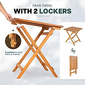 Idzo Heavy Duty Patio Bistro Armchairs Set of 2 for Outdoor with Legolas Bistro Dining Table, FSC Acacia Wood, Dinning Set for Romantic Couple