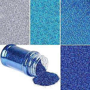 TORC 6 oz Blue Silver Fine Glitter Set for Resin Crafts Tumblers Slime Cosmetic Nail Art Makeup