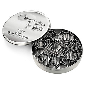 24 Piece Mini Cookie Cutter Set - Heart, Star, Flower, Geometric Shaped Assorted Sizes - Premium Stainless Steel Mini Biscuit Cutters, Fondant, Sugarpaste Cutters