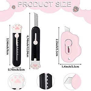 12 Pieces Cute Box Cutter Utility Retractable Knives, 6 Cartoon Cat Claw Box Cutters Pointed, 6 Cloud Pointed Cute Cardboard Cutter Razor Knife Smooth Pointed Mechanism for Office and Home Use