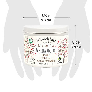 Friendship Organics Vanilla Rooibos Tea Bags, Organic and Fair Trade Herbal 22 Count