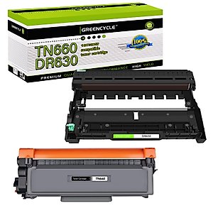 greencycle (1 Toner + 1 Drum TN660 TN630 Black Toner Cartridge & DR630 Drum Unit Replacement Compatible for Brother DCP-L2540DW HL-L2300D HL-L2380DW HL-L2340DW MFC-L2700D L2680W Laser Printer