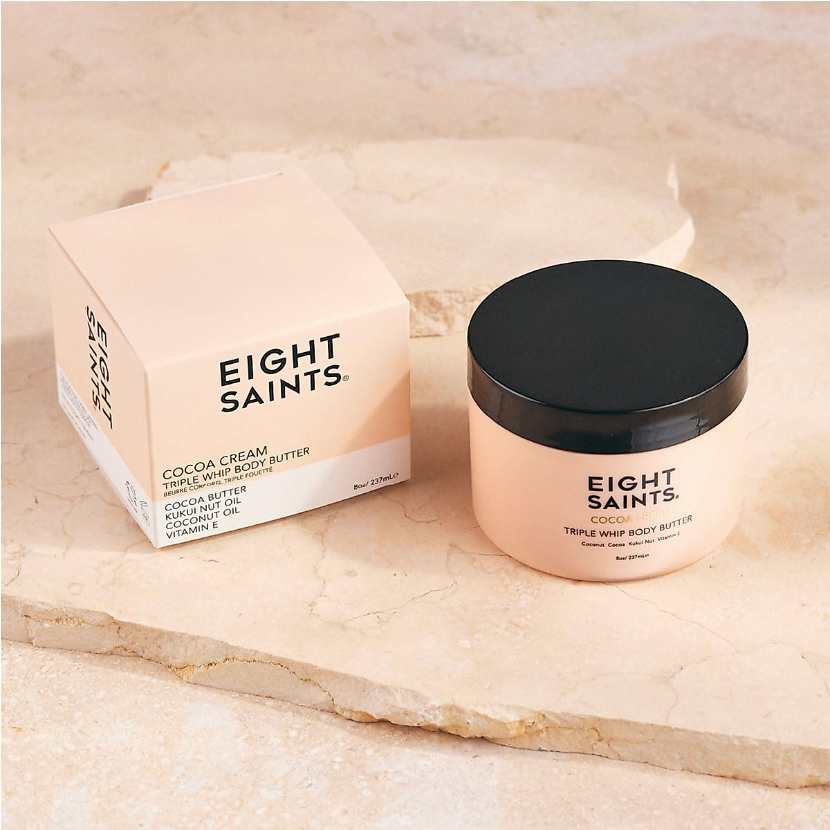 Eight Saints Cocoa Creme Body Butter, Natural and Organic Body Cream With Coconut Oil and Cocoa, Intense Hydration and Nourishing Moisturizer, 8 Ounces