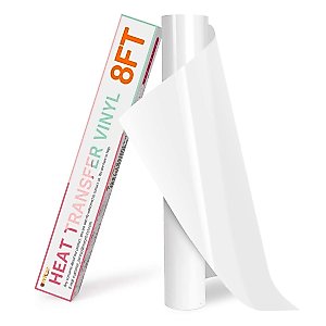 HTVRONT White HTV Vinyl Rolls Heat Transfer Vinyl - 12" x 8ft White HTV Vinyl for Shirts, Iron on Vinyl for Cricut & Cameo - Easy to Cut & Weed for Heat Vinyl Design