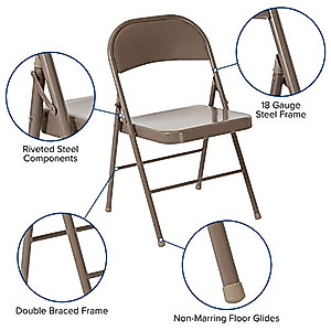 Flash Furniture HERCULES Series Double Braced Beige Metal Folding Chair