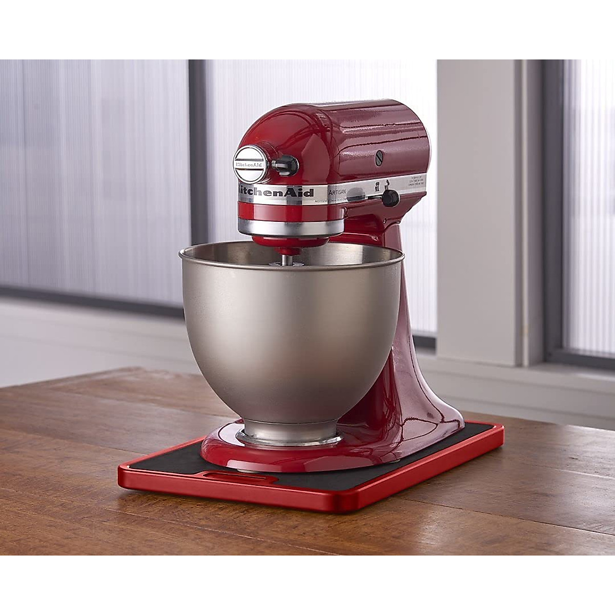 Nifty Small & Medium Appliance Rolling Tray - Red, Home Kitchen Counter Organizer, Integrated Rolling System, Non-Slip Pad Top for Coffee Maker, Stand Mixer, Blender, Toaster