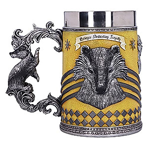 Nemesis Now Harry Potter Hufflepuff Hogwarts House Collectible Tankard, 1 Count (Pack of 1), Yellow Silver