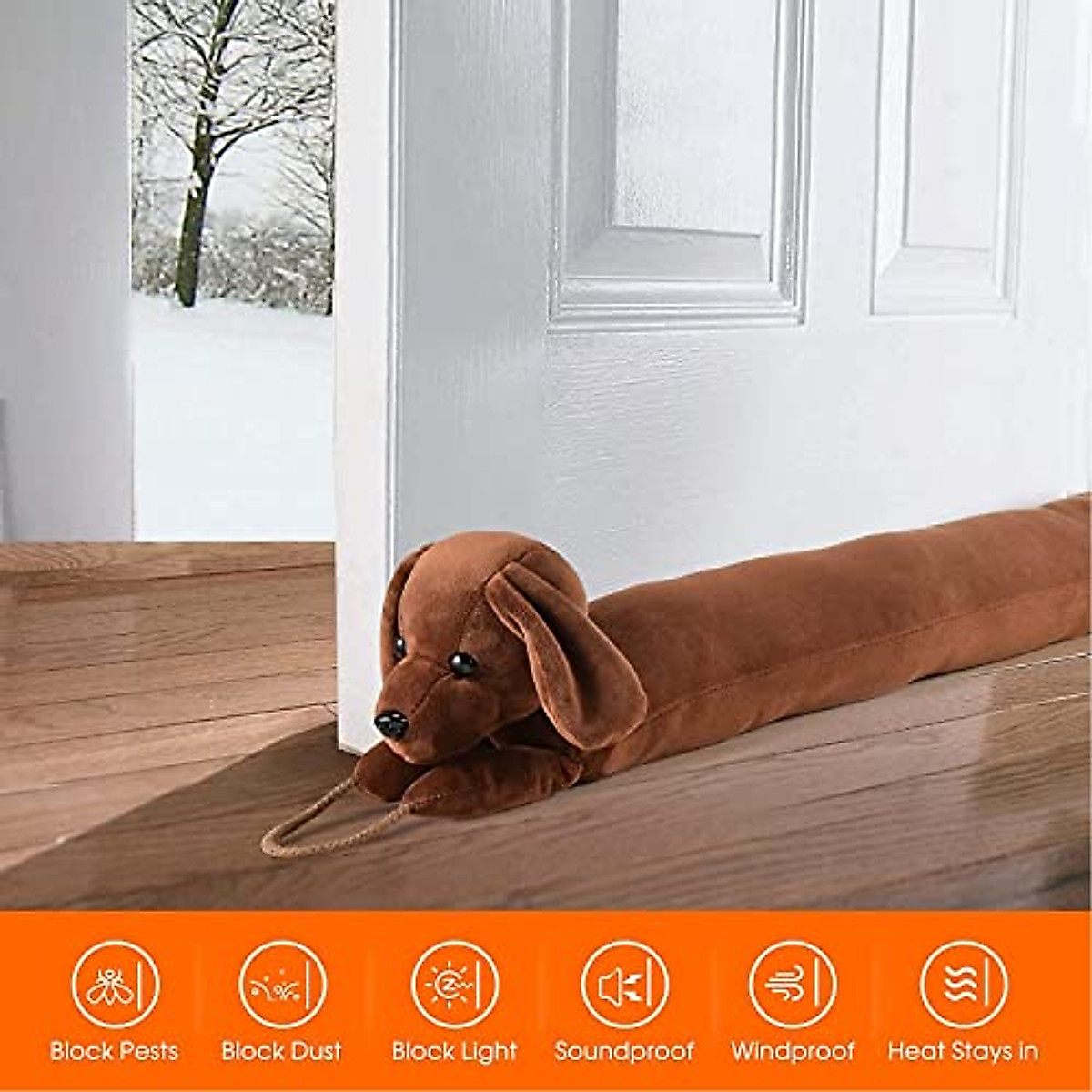 YOOGO Door Draught Excluder,90 cm Draught Excluder for Doors,Cute Dag Under Door Draught Excluder Under Door Seal Reduce Noise Draft Excluder Cushion,Machine Washable Draft Excluder for Bottom of Door