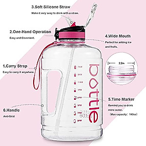 128oz Motivational Gallon Water Bottle With Straw & Big Handle - Ensure You Drink Enough Water Daily for Any Activity