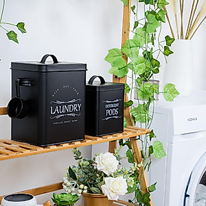 Meraki Home Laundry Detergent Container Set – 2-Pack Detergent Holder with Scoop - Laundry Detergent Sheets and Pods Container - Laundry Room Organization and Storage - Matte Black