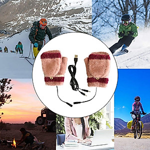 Shan-S Christmas Decor USB Heated Gloves for Boys and Girls , Mitten Winter Warm Gloves, Electric Heating Gloves,Half Hands Heated Fingerless Heating Warm Plush Hands Warmer Mittens (A)