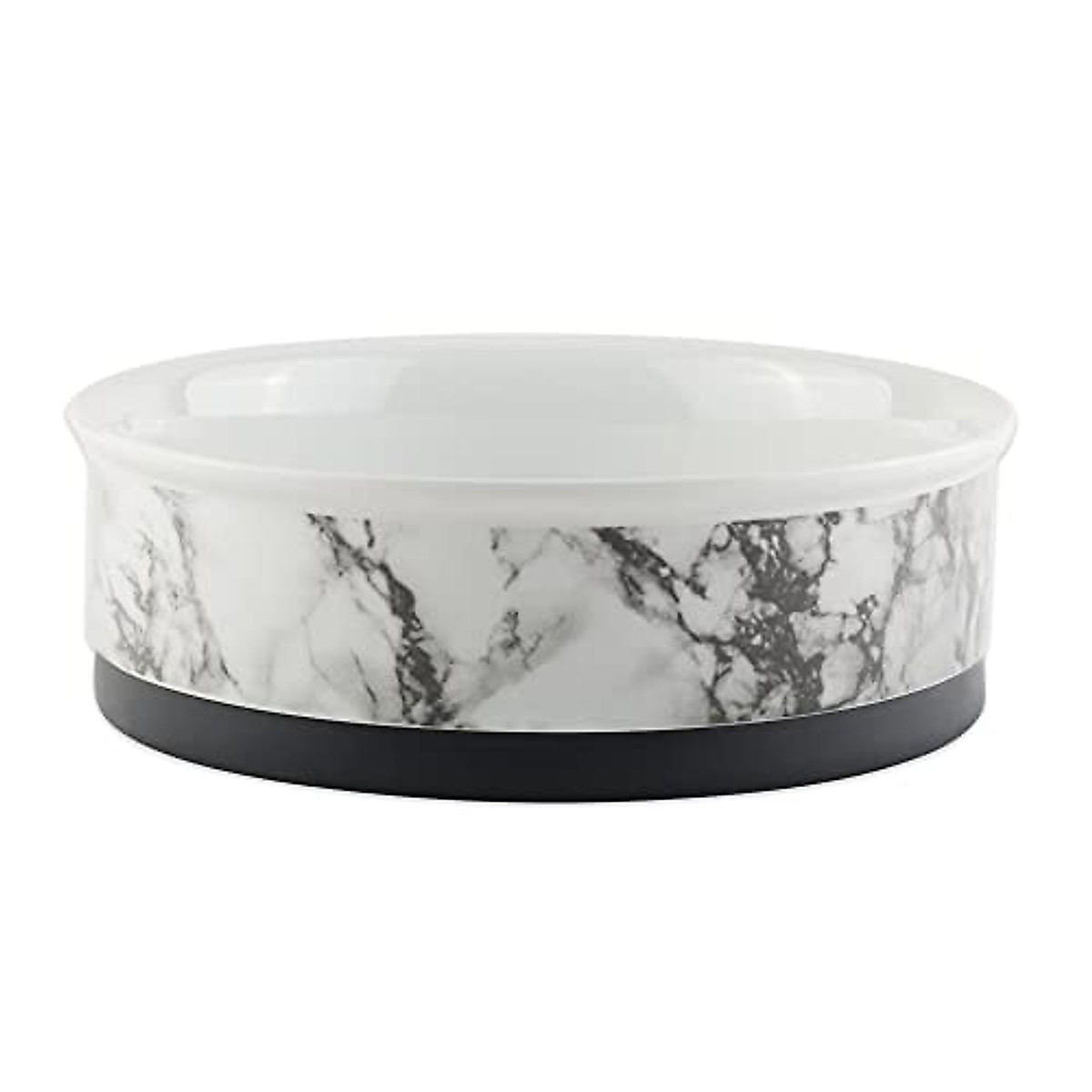 Bone Dry Pet Bowl Collection Ceramic Set, Medium, Marble, 2 Count White