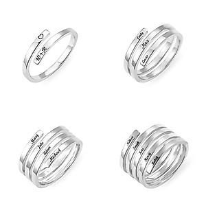 Getname Necklace Custom Name Ring Sterling Silver 2-5 Engraved Name Ring Personalized Ring Dainty Custom Rings Gift for Women Mom Grandma