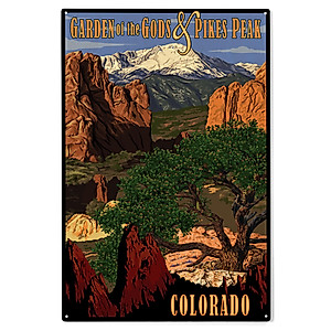 Lantern Press 10x15 Inch Wood Sign, Ready to Hang Wall Decor, Pikes Peak from Garden of the Gods, Colorado