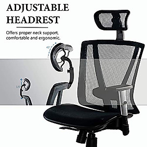ErgoMax Ergonomic Height Adjustable, Home Office, Mesh, Desk, Computer Lumbar Support, Back Relief, Comfortable Breathable Chair, 52 Inch Max, Brown
