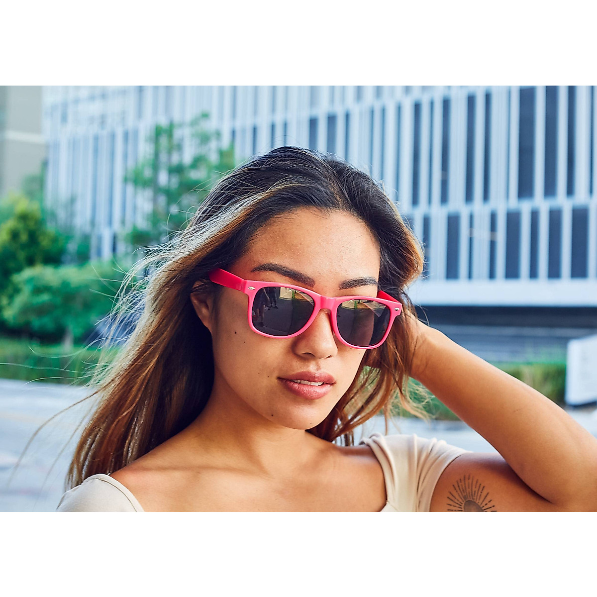 OWL Unisex Retro Style Classic Vintage Sunglasses with Smoke Lens Pink Frame