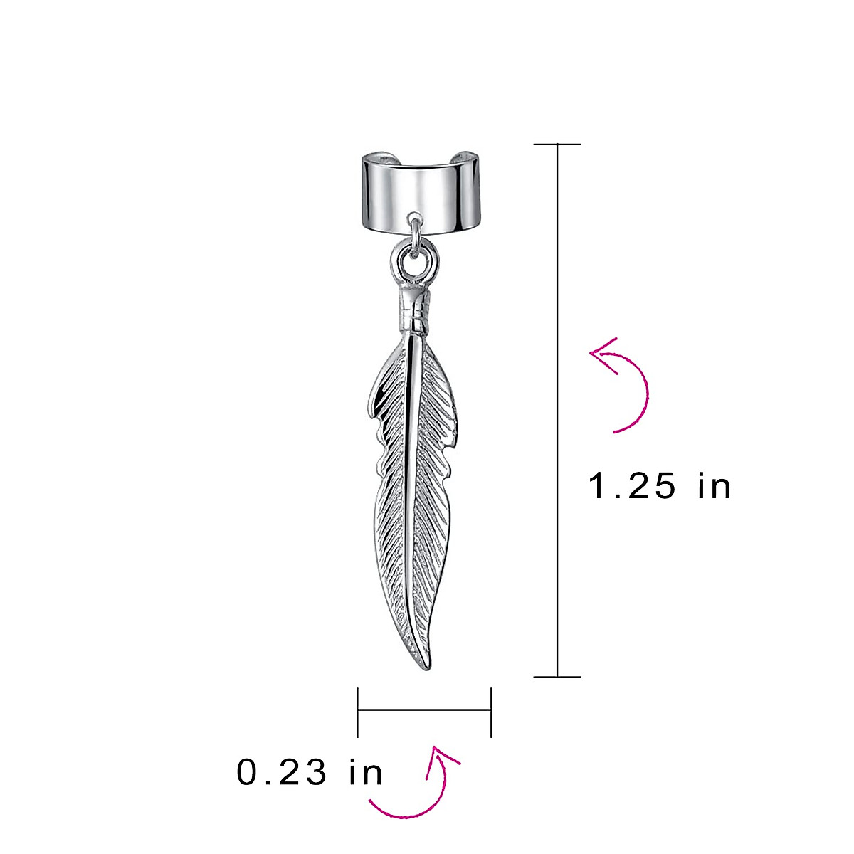 Western Jewelry Native American Feather Leaf Dangling Cartilage Ear Lobe Helix Earrings Warp Chain Ear Cuff Earrings For Women .925 Sterling Silver