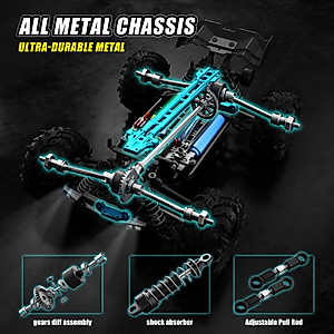 Mukola Brushless RC Cars for Adults Boys, Max 75 KPH Fast RC Truck, 4WD All Terrain Remote Control Car with 60 Min Runtime, 1:16 Offroad RC Monster Truck with Metal Parts & 3 Batteries