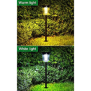JSOT 200 Lumens Solar Pathway Lights,4 Pack Solar Outdoor Landscape Path Lights Waterproof,Bright Solar Driveway Lights,IP65 Long Last LED Solar Walkway Light for Garden,Lawn,Path.(Warm/White Light)