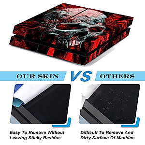 FOTTCZ Whole Body Vinyl Skin Sticker Decal Cover for PS4 Console and 2PCS Controllers Skins Ferocious Skull