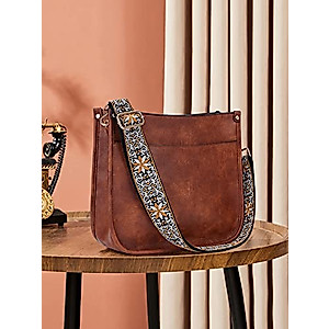 Caitina Cross Body Bag Vegan Leather Hobo Handbags Designer Crossbody Purses Bucket Bag For Women with 2 Adjustable Strap(Dark Brown)