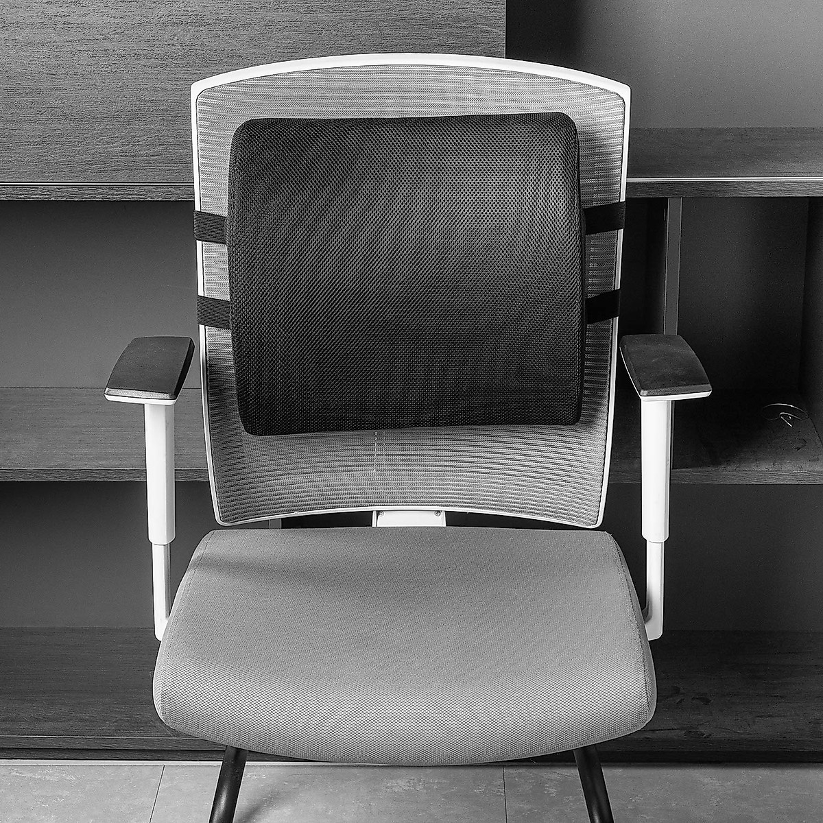 Amazon Basics Rectangular Memory Foam Back Support Cushion for Office Desk Chair, Black