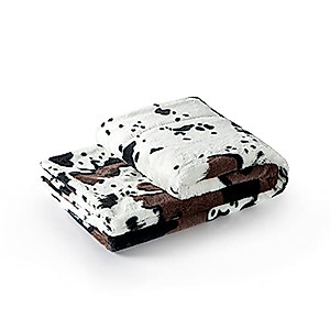 Bytide Cow Printed Cowhide Soft Fuzzy Faux Fur Black and White Double Sides Print Throw Blanket 60" x 80", Couch Cover Lightweight Fluffy Cozy Plush Blankets for Sofa Chair Bed Home Décor