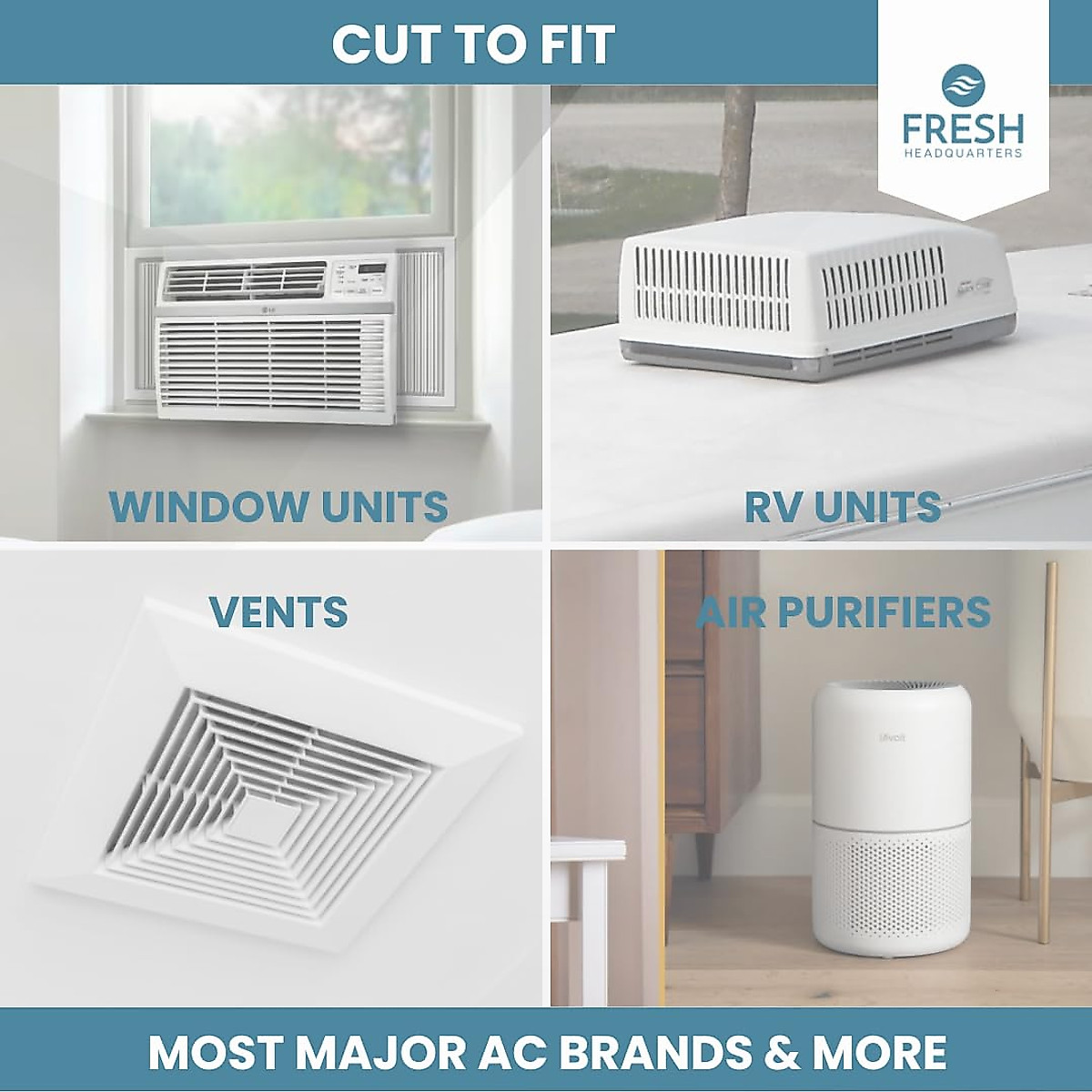 Cut-to-Fit Replacement Window Air Conditioner Filter, 24” x 16” - Universal Sizing AC Unit Filtration Pad Removes Dust, Pollen, Pet Odors, and VOCs, Made in the USA