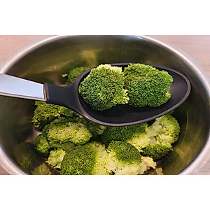 Daily Kitchen Cooking Spoons Set Heat Resistant Silicone and Stainless Steel Metal - Serving Spoon with Rubber Grip - Flexible Silicone Spoon for Non Stick Cookware – Spoons for Cooking – 2-Set